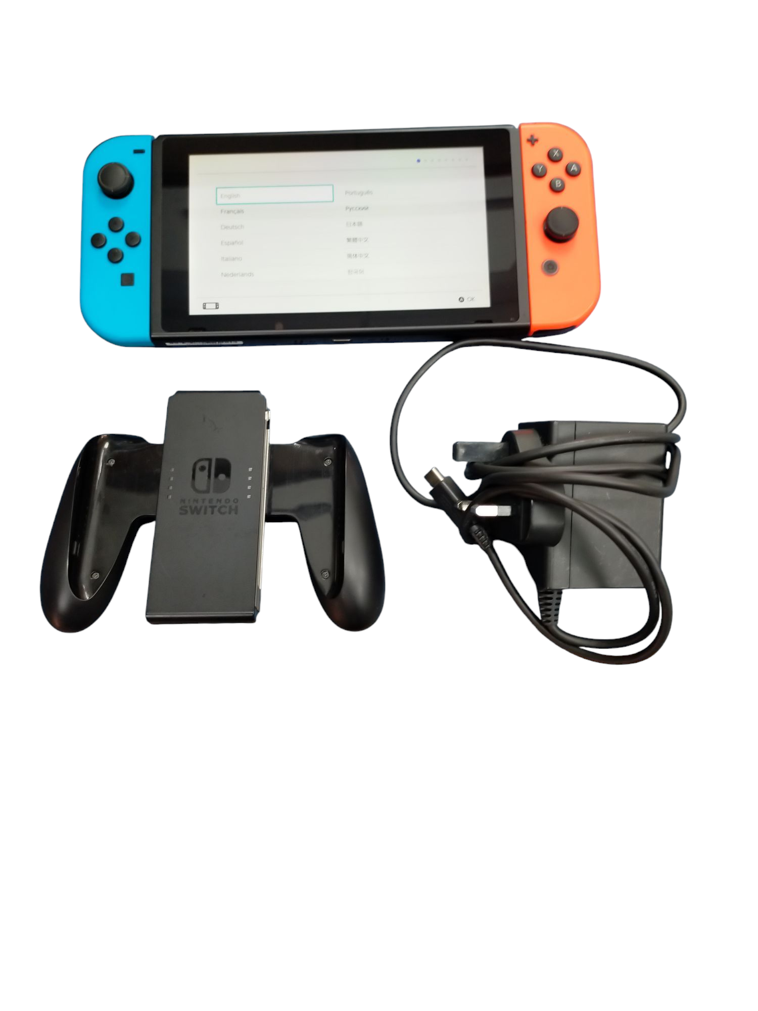 Pre-owned Nintendo Switch Console with JoyCon Controllers + Joycon Grip Controller - Own4Less